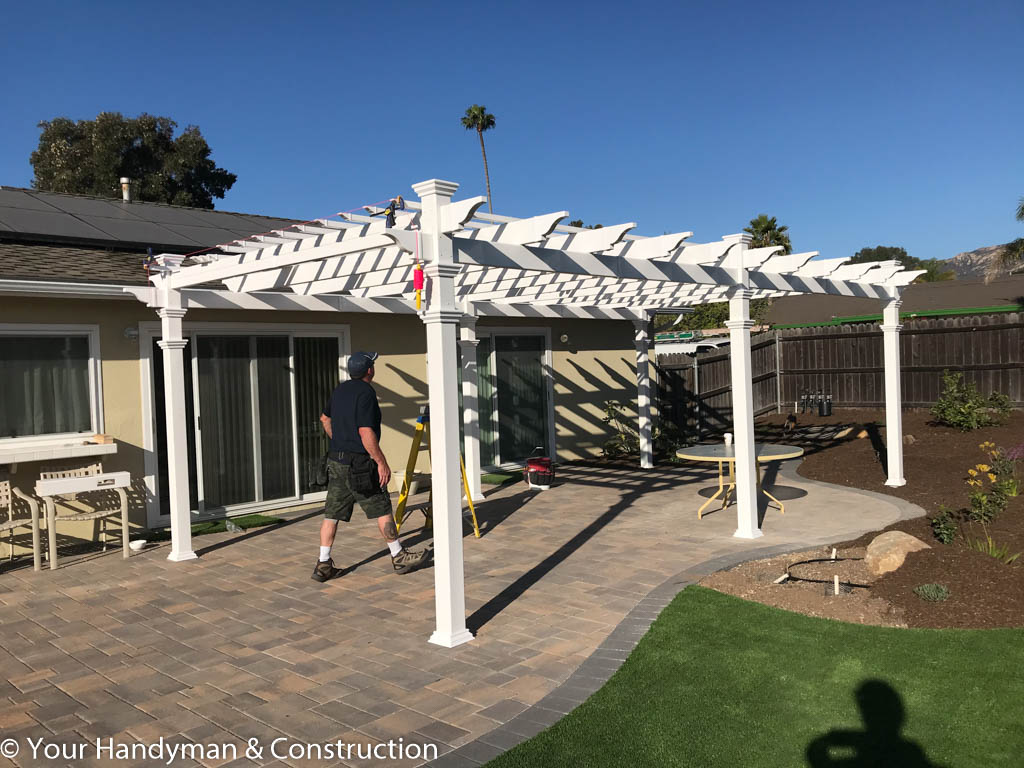 Prefabricated Vinyl Pergola Kit Assembly in Santa Barbara, CA